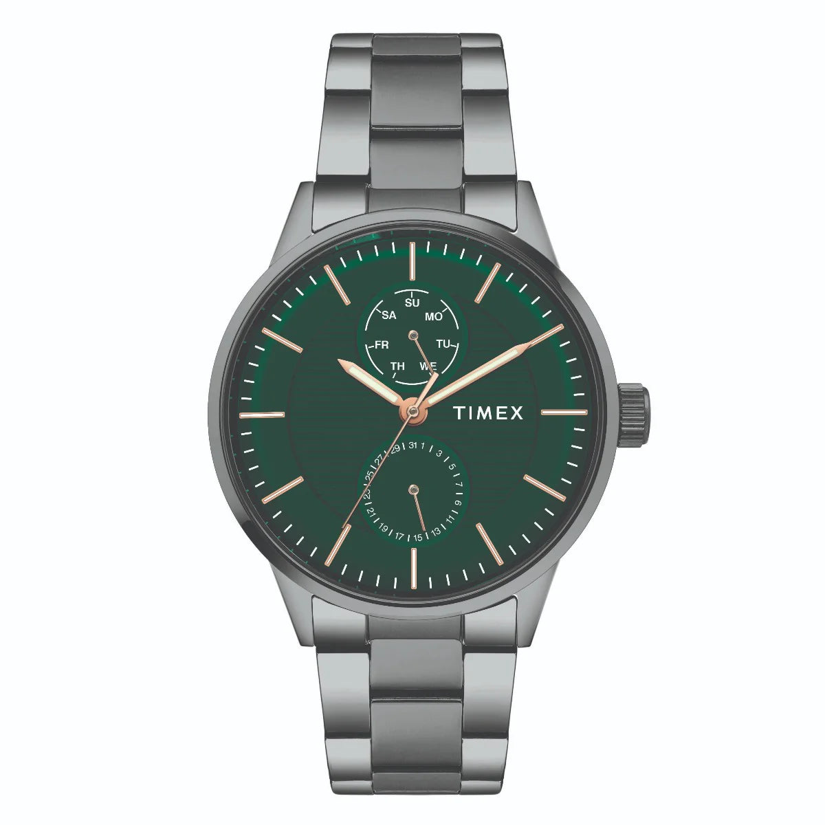 Timex Fashion Men's Green Dial Round Case Multifunction Function Watch ...